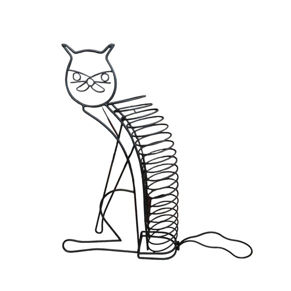 Vintage | Accents | Vintage Black Metal Cat Cd Holder 25x25 Wire Art ...